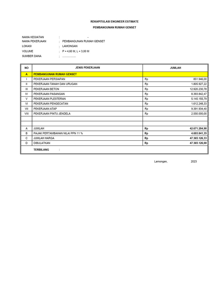 Rab Rumah Genset | PDF