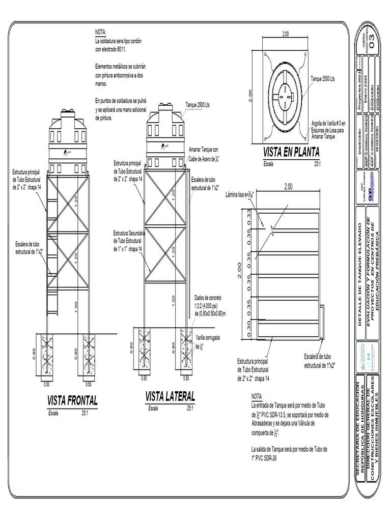 2.17-3. Detalle Tanque Elevado | PDF | Ingeniería mecánica | Materiales