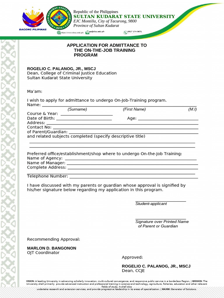 OJT Forms New 2024 2025 Lat | PDF