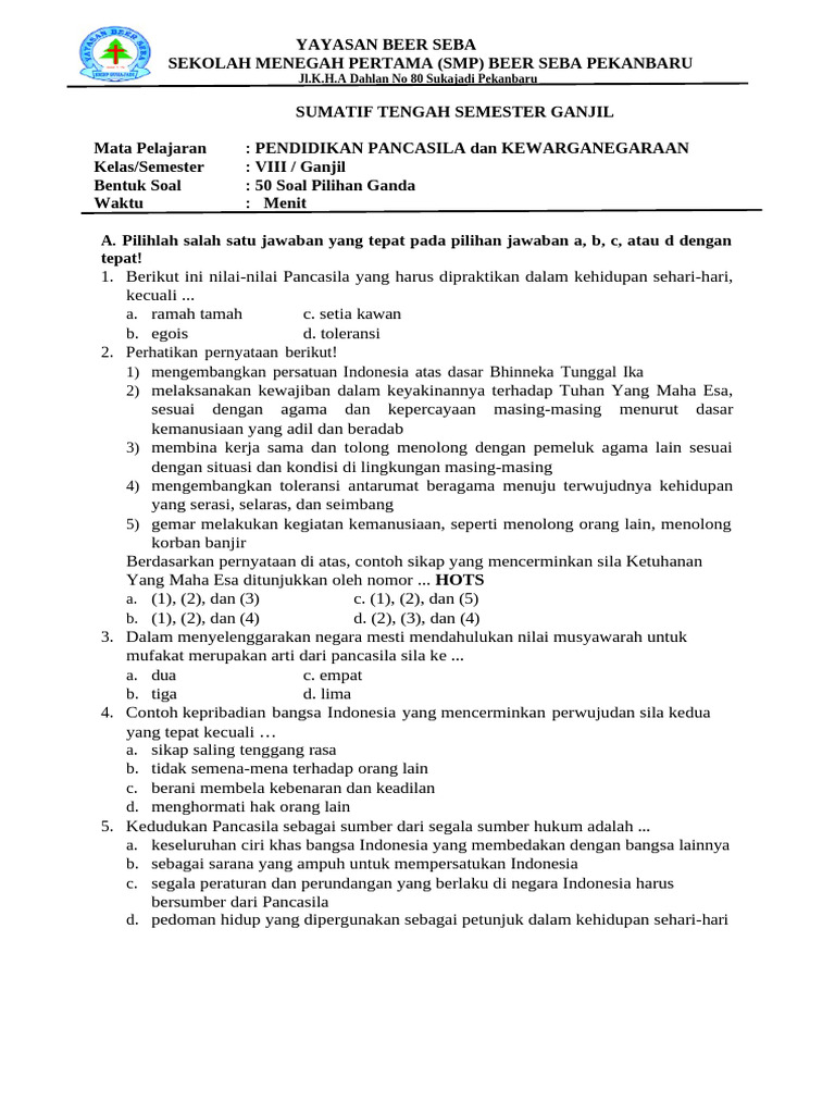 STS 1 PPKN Kelas VIII | PDF