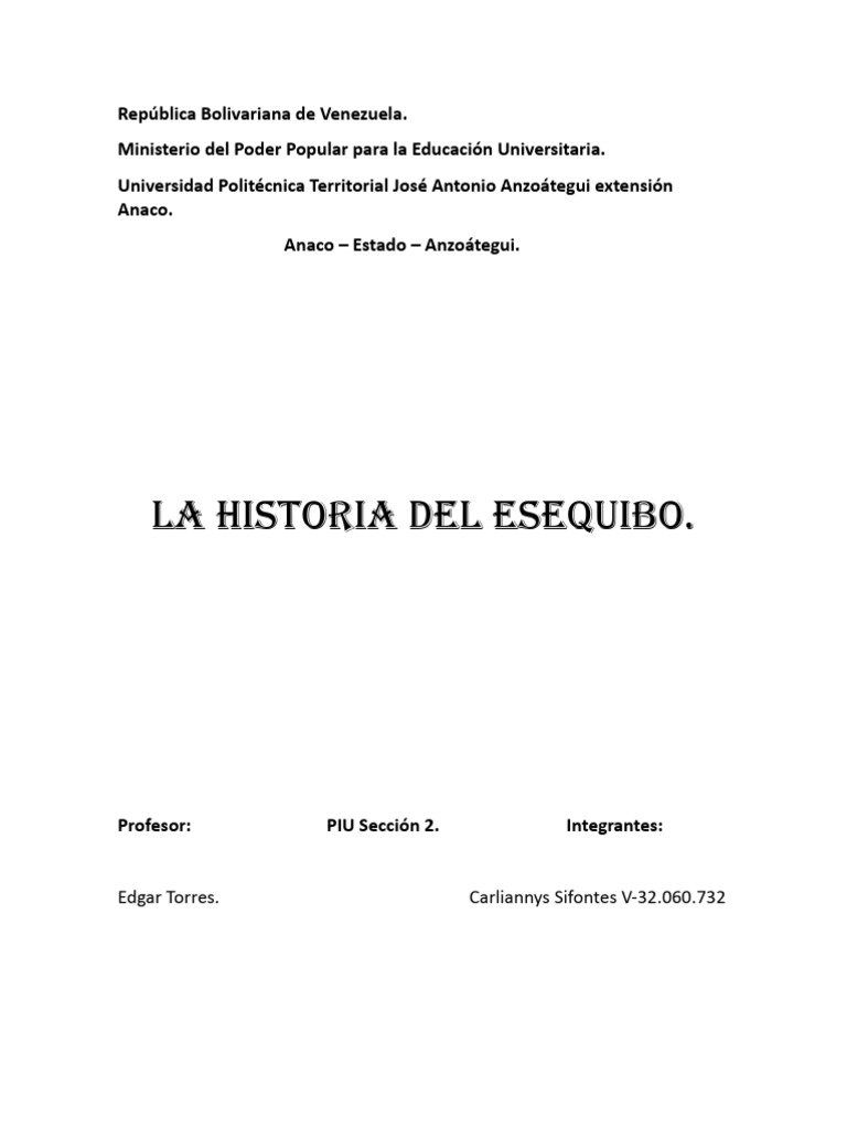 Historia del Esequibo y su Reclamación | PDF | Venezuela | Relaciones ...