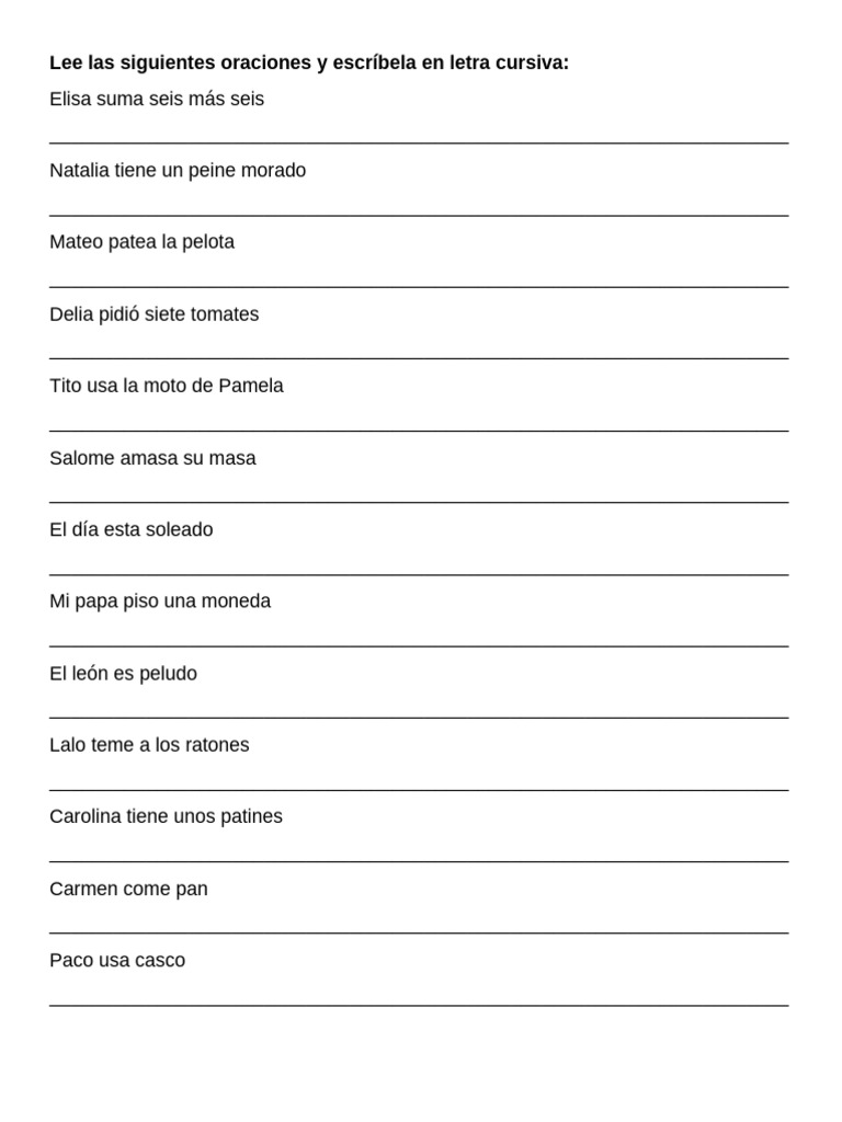 Lee Las Siguientes Oraciones | PDF