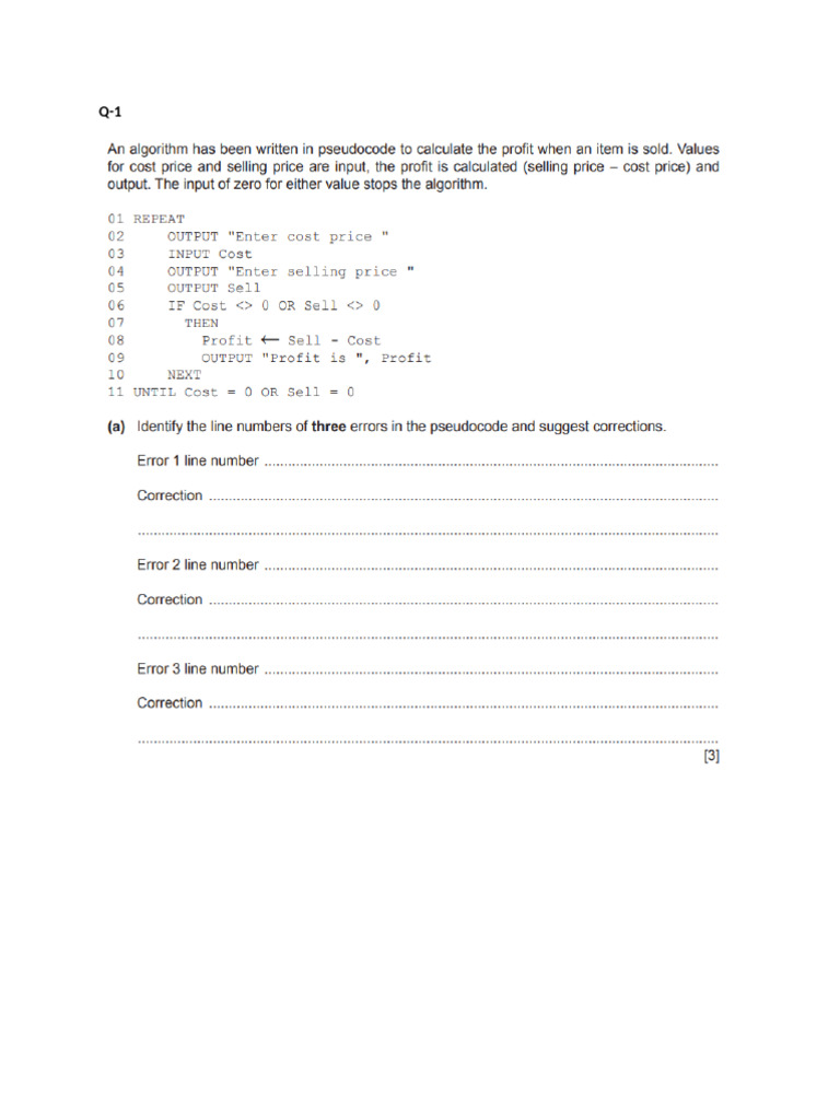 Pseudocode Practice | PDF