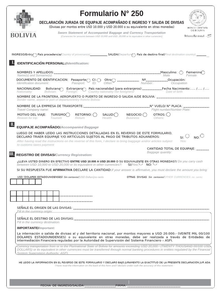 formulario 250 DS 4492 | PDF | El comercio internacional
