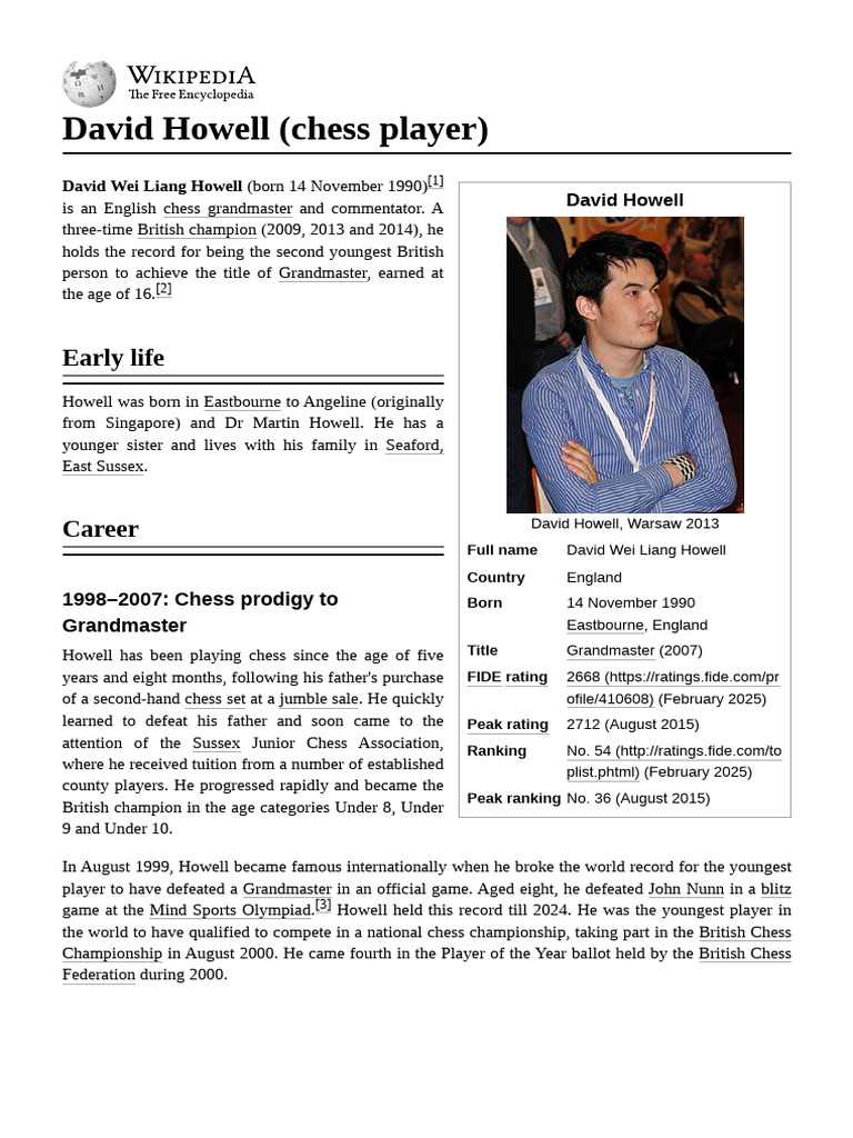 David Howell (Chess Player) | PDF | Chess People | Sports