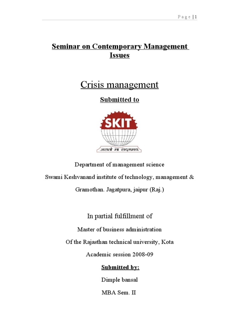 Crisis Management Report | PDF | Crisis Management | Threat (Computer)