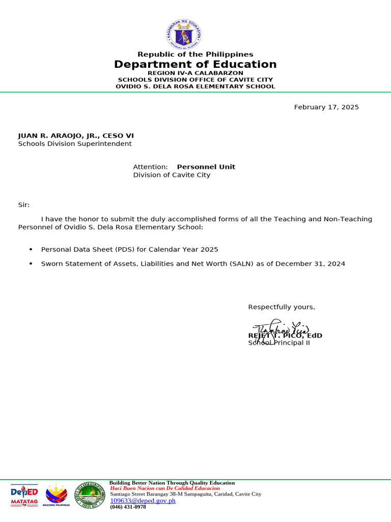 Ores Pds Transmittal Letter - 2025 | PDF