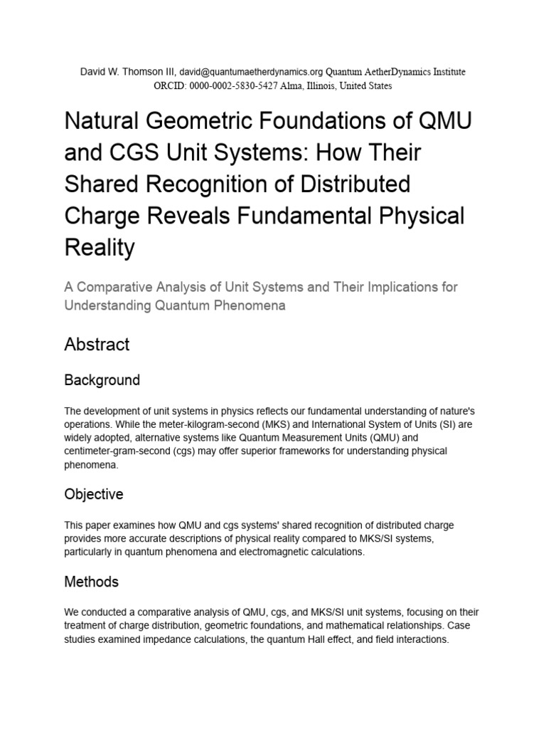 Geometric Foundations of QMU and CGS Systems | PDF | Electromagnetism ...