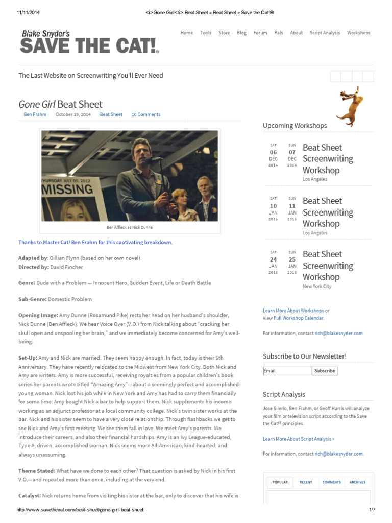 _i_Gone Girl__i_ Beat Sheet « Beat Sheet « Save the Cat!® | PDF
