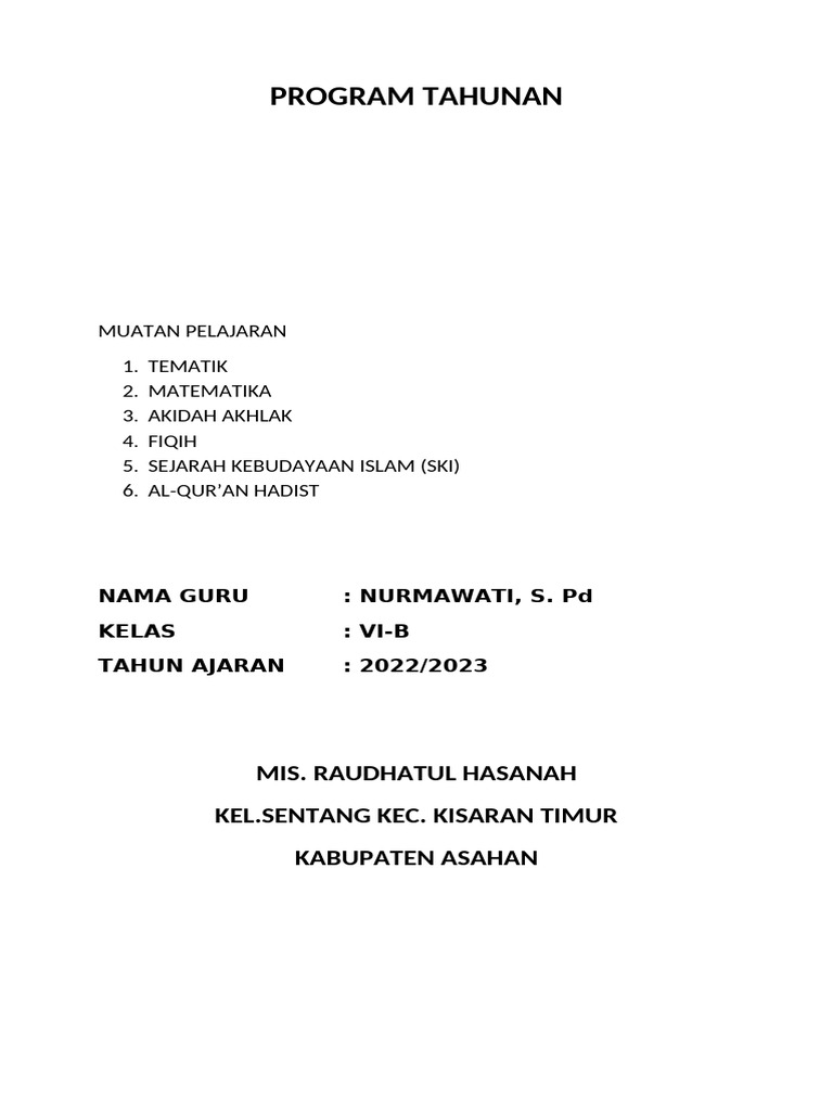 Cover Program Tahunan | PDF