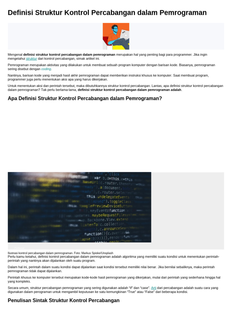 Definisi Struktur Kontrol Percabangan dalam Pemrograman | PDF