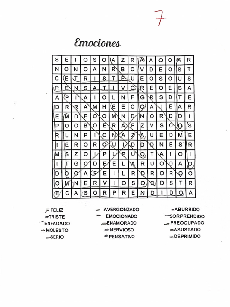 Sopa de Letras de Emociones Rozzen Figue | PDF