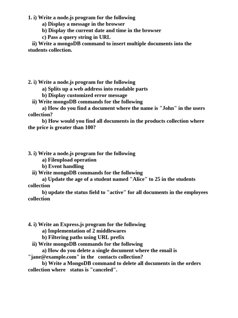 WDFP Practical Question Set A | PDF | Mongo Db | Computer Science