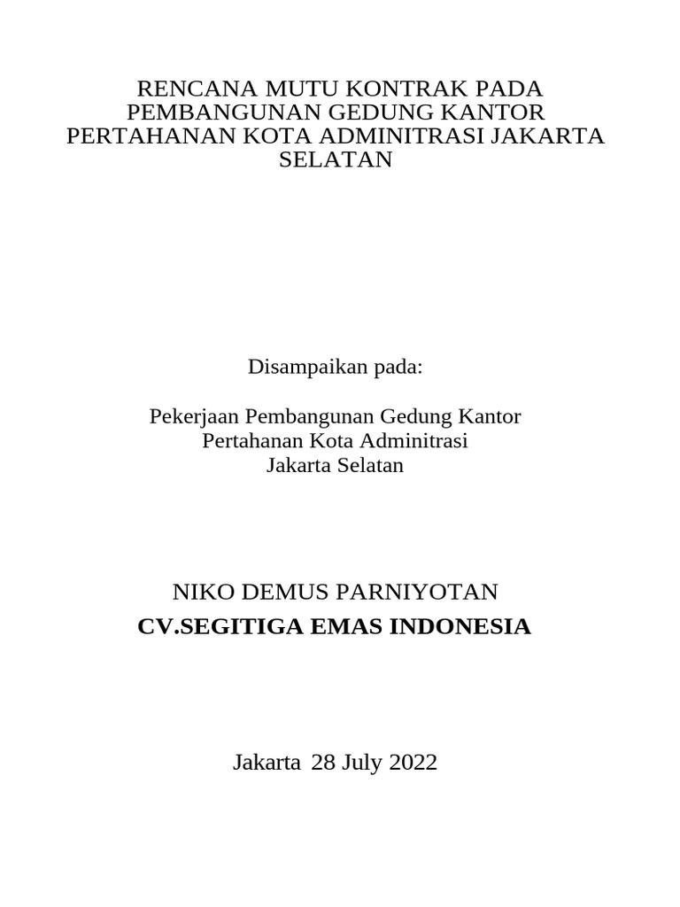 RENCANA MUTU PEKERJAAN KONTRUKSI (1) | PDF