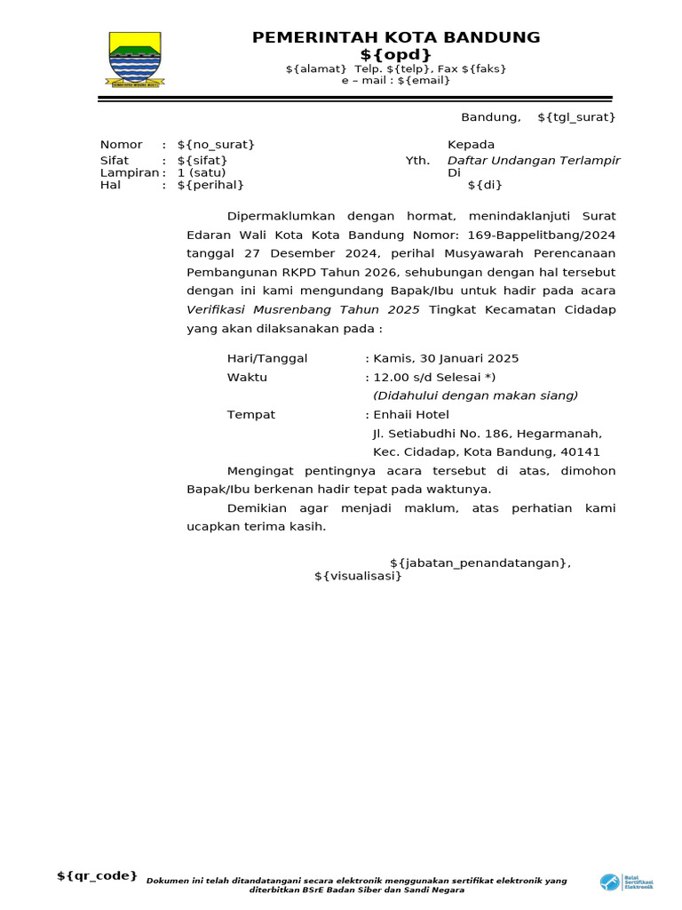 Undangan Musrenbang Cidadap 2025 | PDF