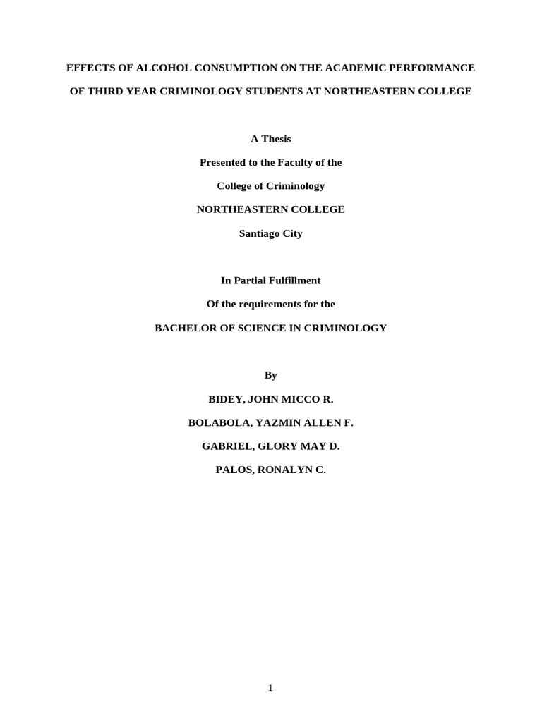 Final Thesis Alcohol Consumption | PDF | Alcoholism | Alcohol Abuse