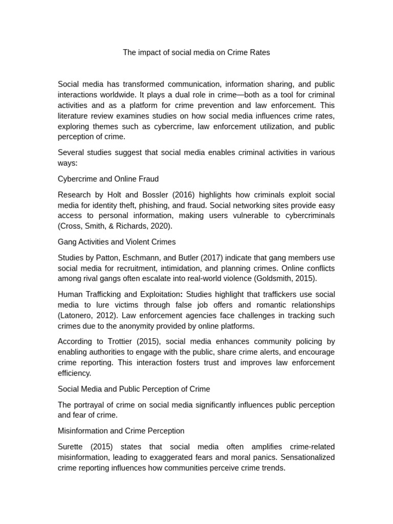 The impact of social media on Crime Rates | PDF | Juvenile Delinquency ...