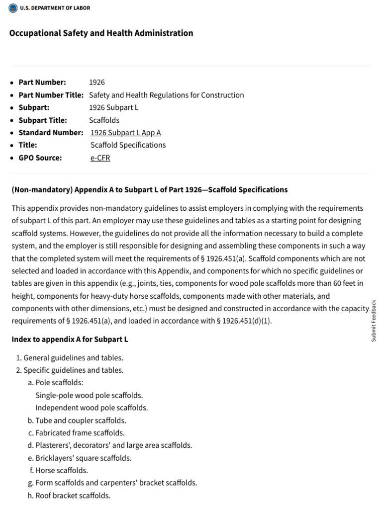 8.2 - 1926 Subpart L, App. A - Scaffold Specifications | PDF ...