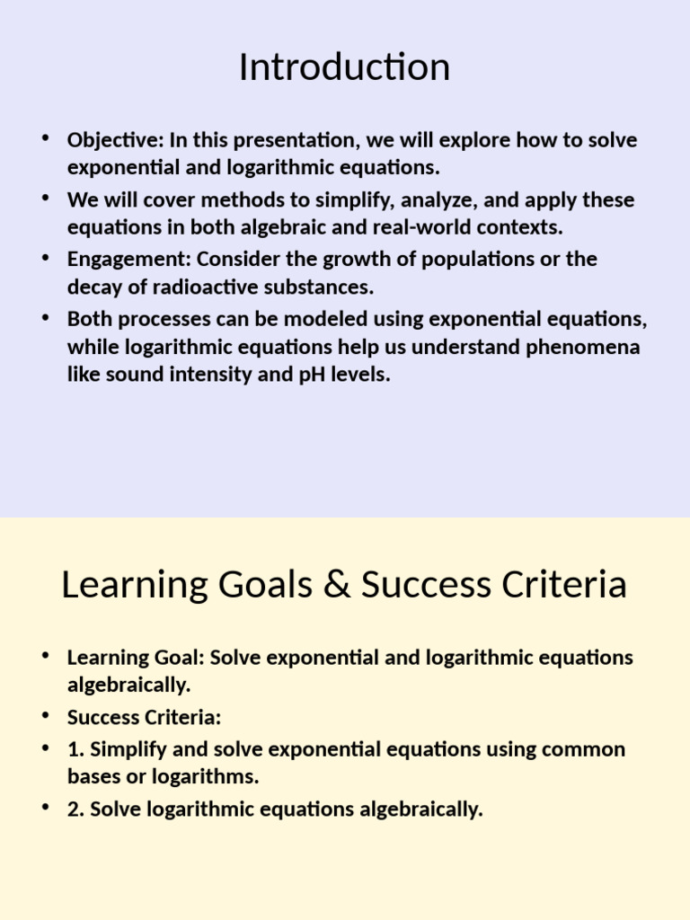 Solve Exponential & Logarithmic Equations | PDF