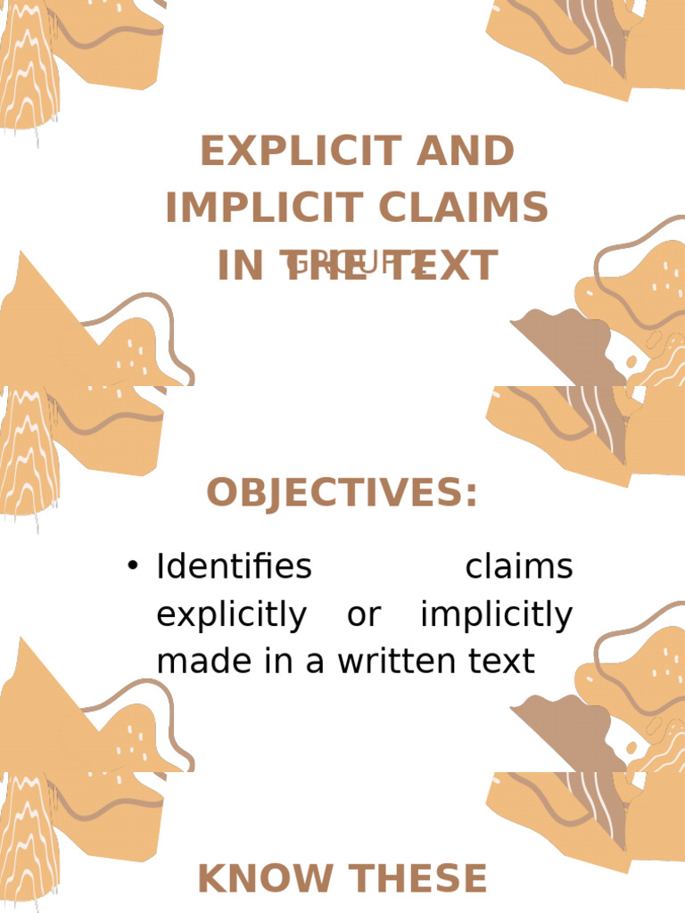 Explicit and Implicit Claims in The Text | PDF | Inference | Sky