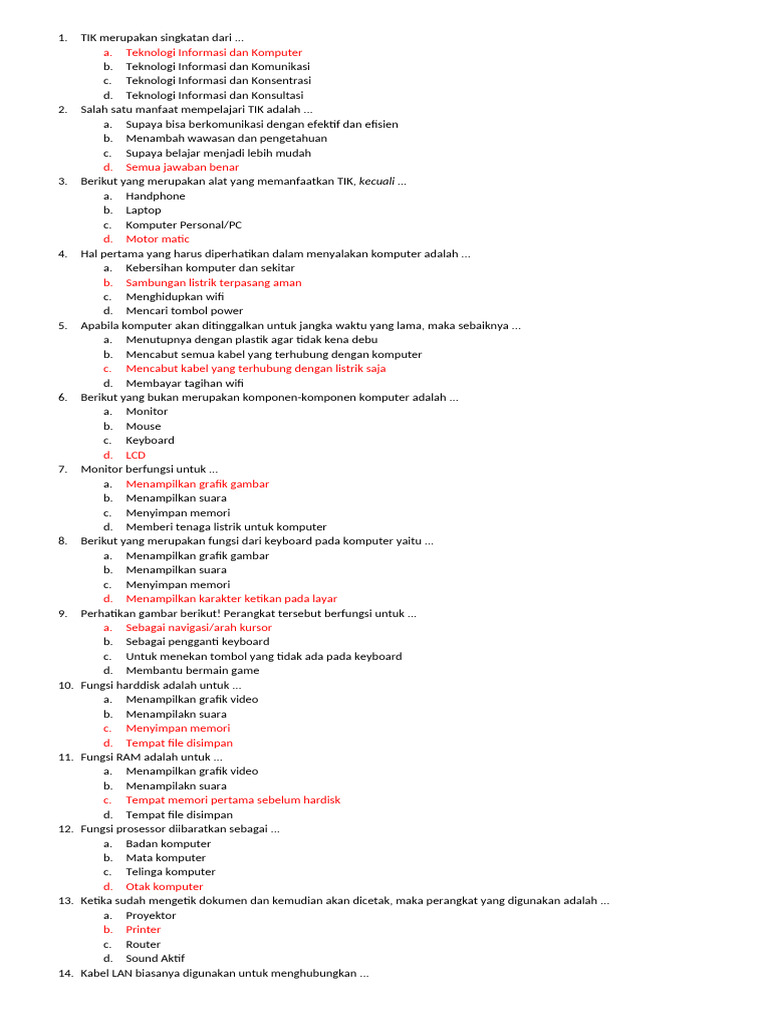 Kisi-Kisi Tik Kelas 8 | PDF