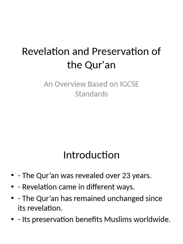 Revelation_Quran_IGCSE_Presentation | PDF