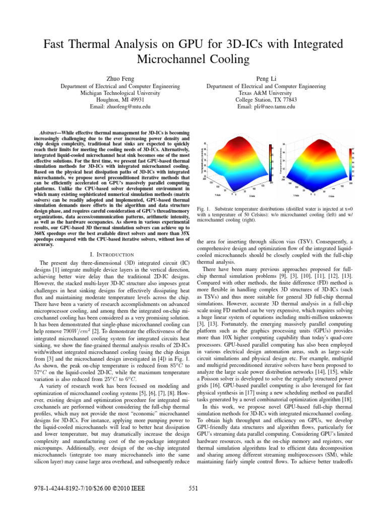 Fast Thermal Analysis On GPU For 3DICs With Integrated Microchannel ...