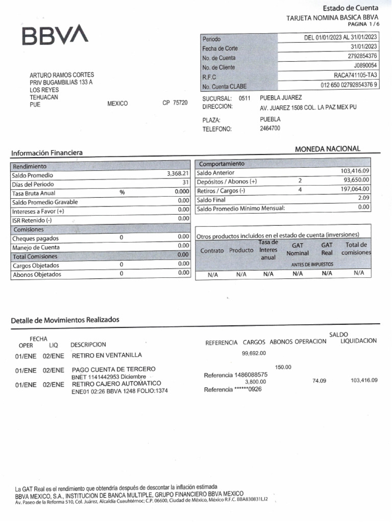 Estado de Cuenta Bbva | PDF