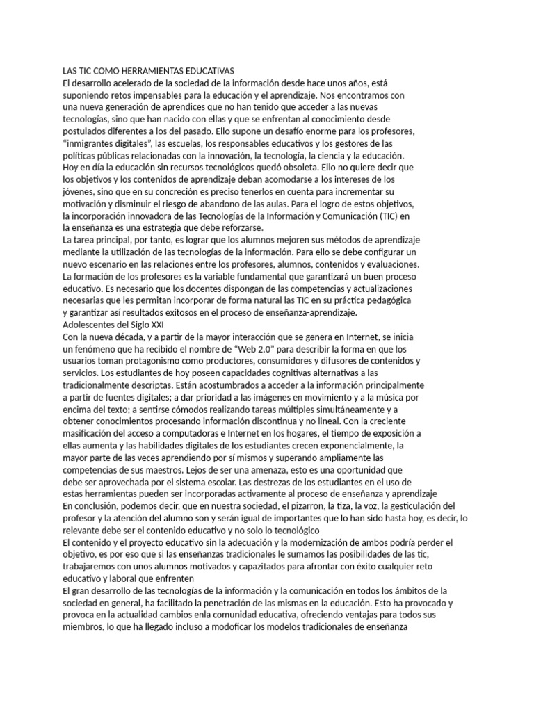 Proyecto Tic | PDF | Enseñando | Maestros