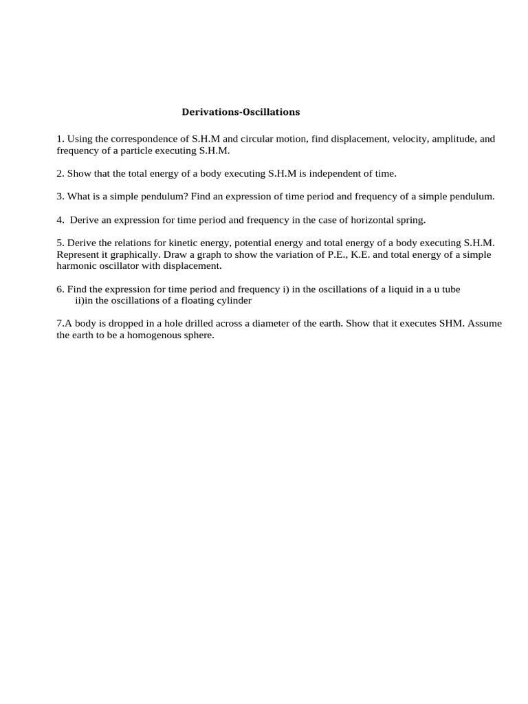 Deriving Time Periods in SHM | PDF