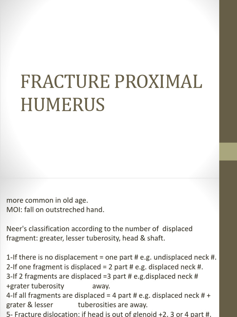 Proximal Humerus Fracture Types Explained | PDF
