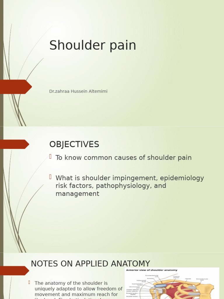 Shoulder pain | PDF | Shoulder | Anatomical Terms Of Motion