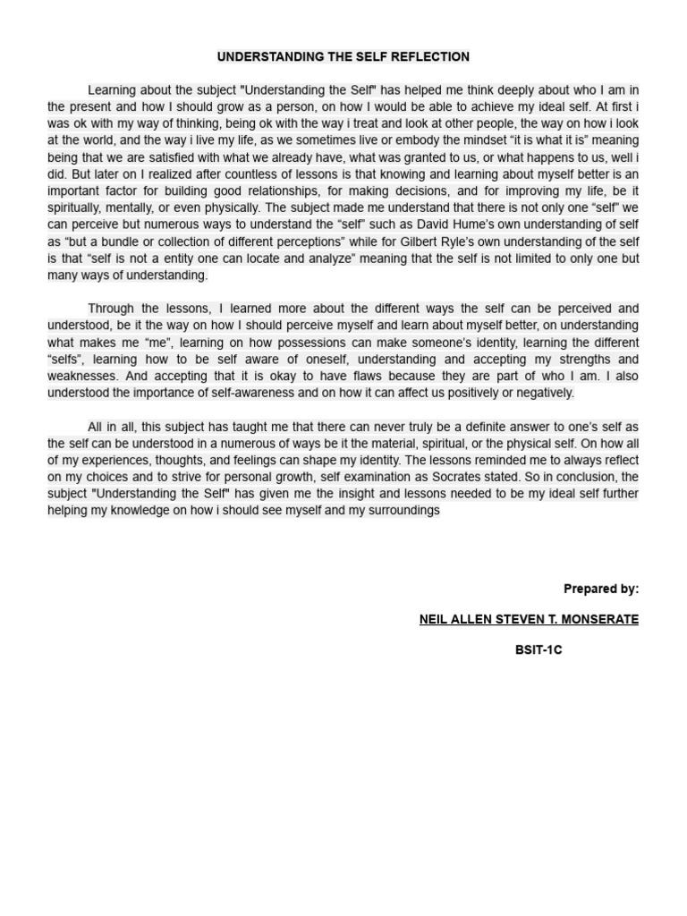 Self Reflection and Personal Growth | PDF | Self | Self Concept