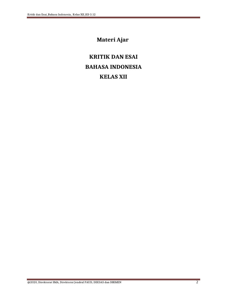Materi Ajar - BINDO XII - KRITIK DAN ESAI | PDF