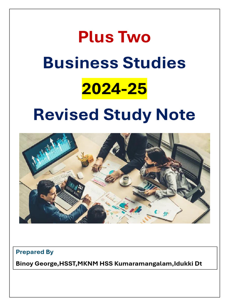 Hsslive-Plus Two Business Studies,Revised Study Note 2024-25 (Binoy ...
