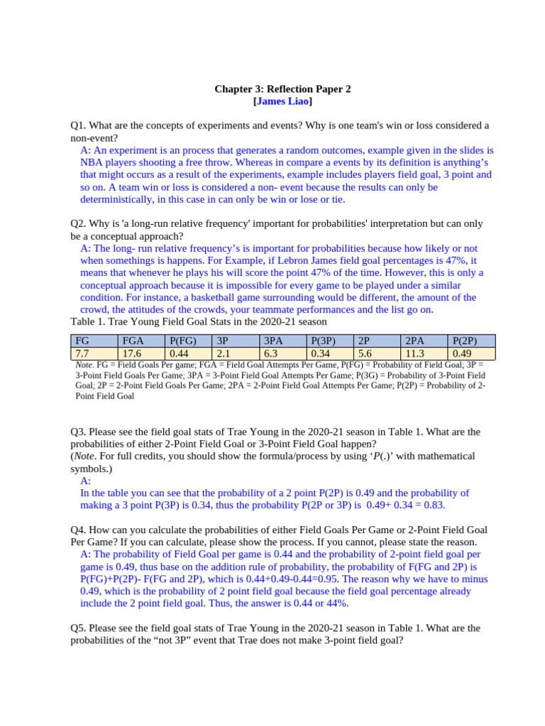 Ch3_Reflection Paper 2 | PDF | Formula | Probability Theory