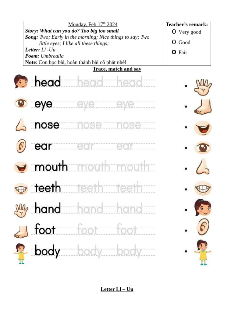 Letter Ll-Uu Activities and Feedback | PDF