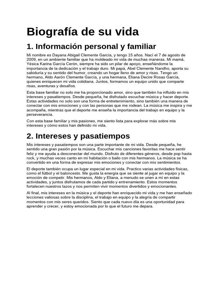 Biografía de Su Vida | PDF