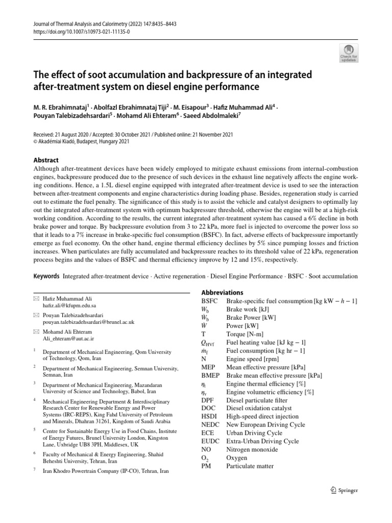 The Effect of Soot Accumulation and Backpressure of An Integrated After ...