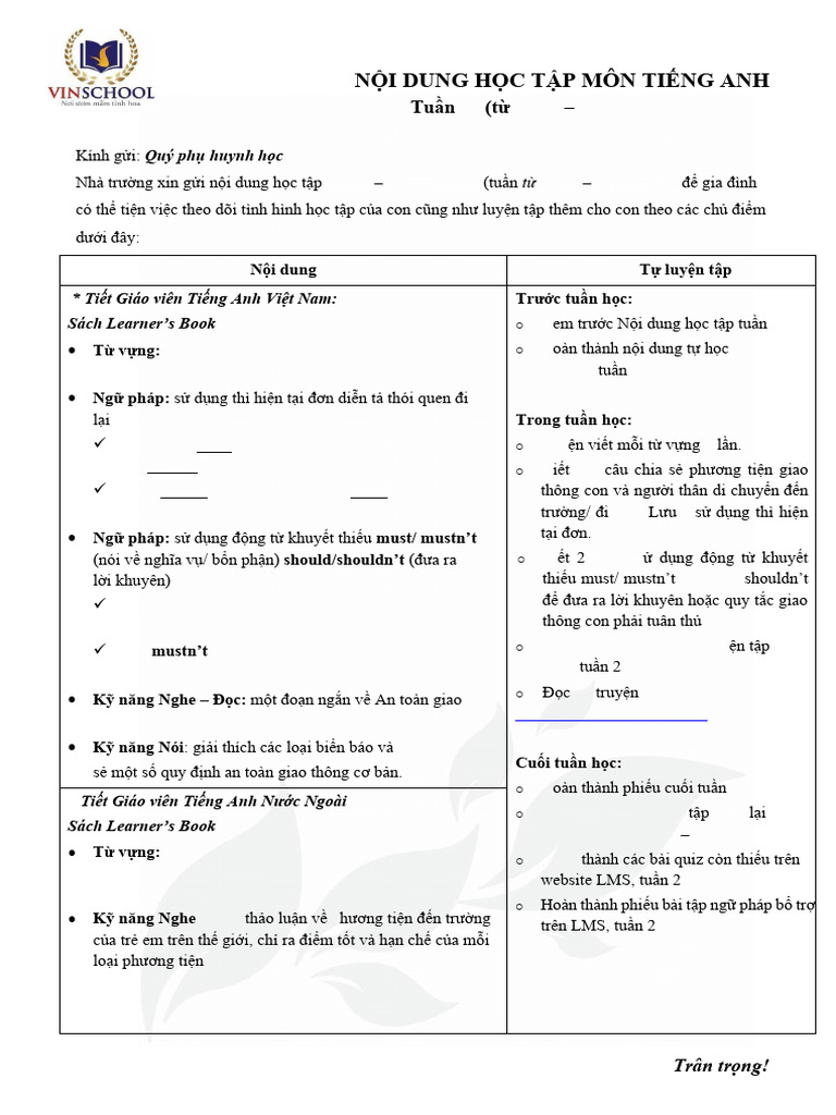 S4.W20.U6.1 - Nội dung học tập tuần 20 | PDF