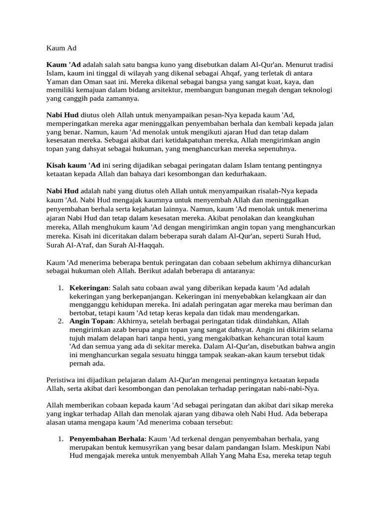 Kaum Ad Dan Samud | PDF