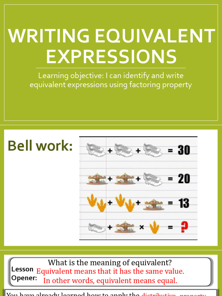 Week 16 PPT Solve One Step Equation | PDF | Equations | Algebra