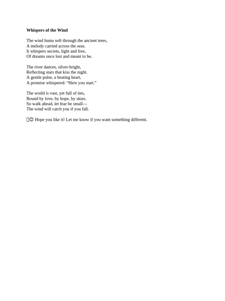 "Whispers of the Wind Poem" | PDF