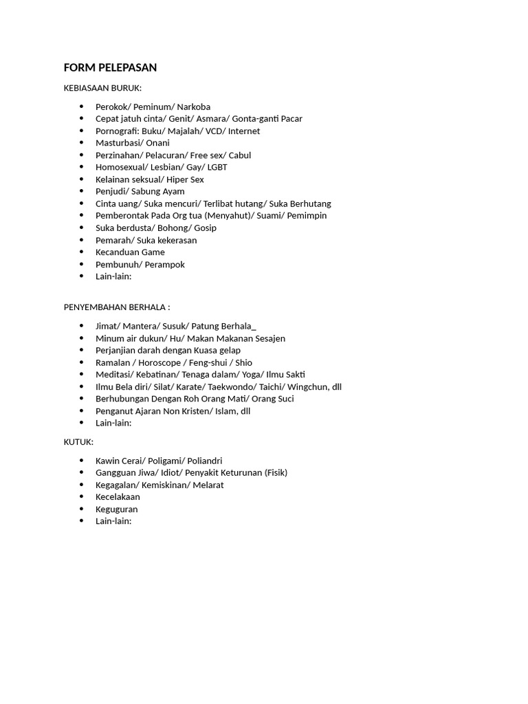 Form Pelepasan | PDF