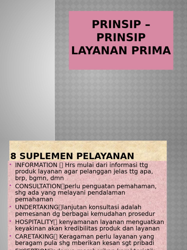 Prinsip dan Upaya Pelayanan Prima | PDF