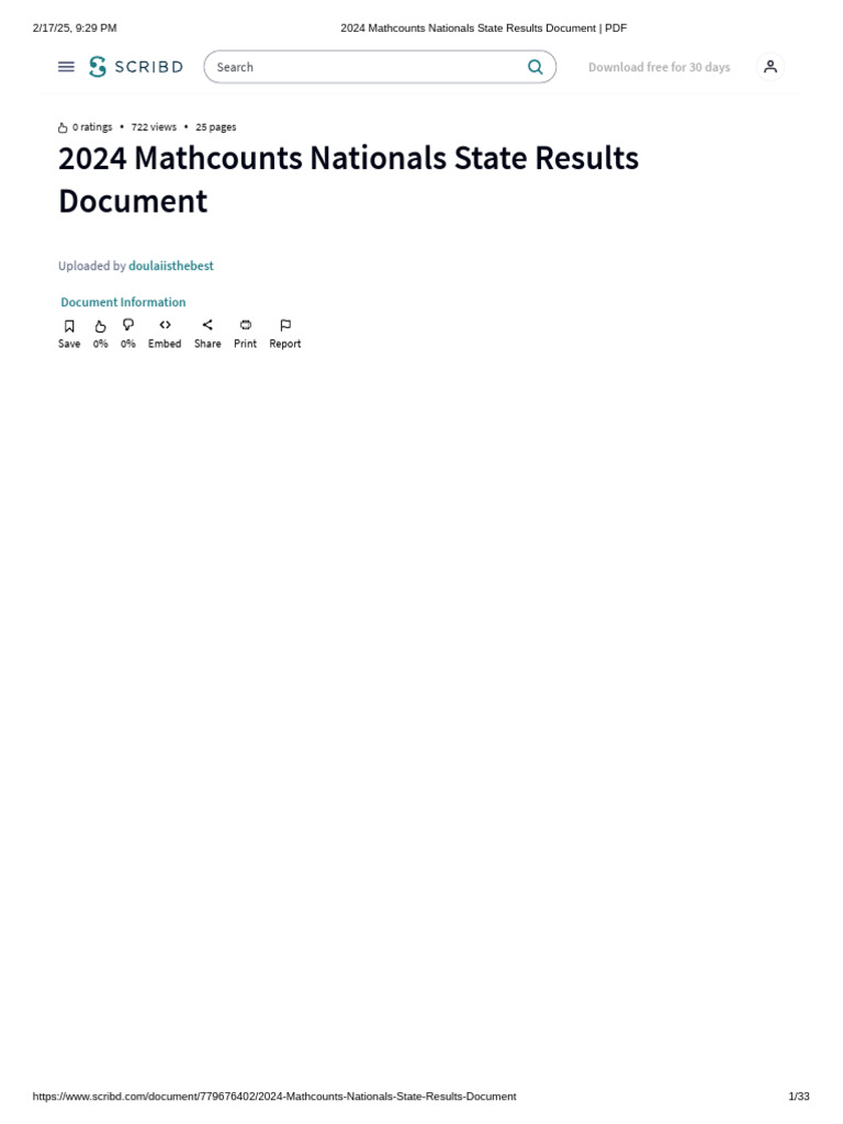 2024 Mathcounts Nationals State Results Document - PDF | PDF | Internet ...
