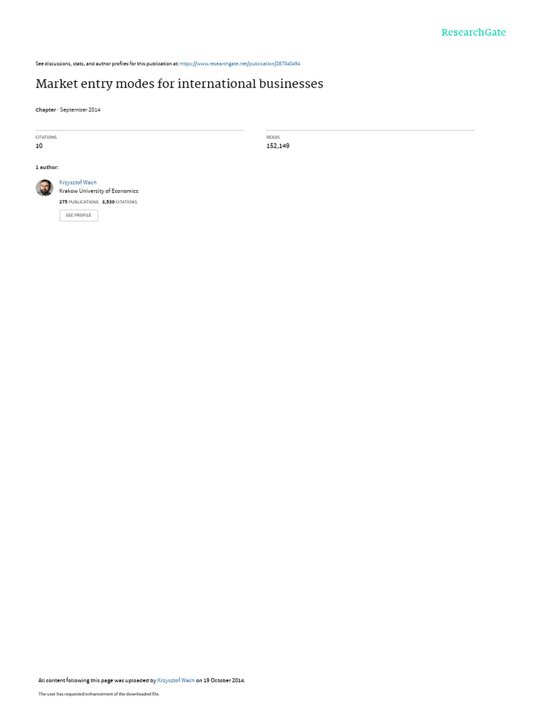 Entry Modes of Global Business | PDF | Exports | Franchising