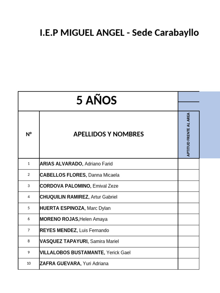 Registro de Cinco Añitos IV-BIMESTRE | PDF