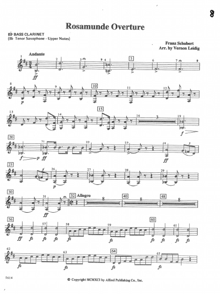 07 Rosamunde Overture- Bass Clarinet_Tenor Sax(1) | PDF