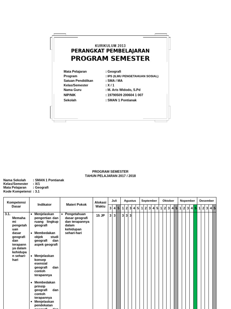 Program Semester Geografi SMA | PDF